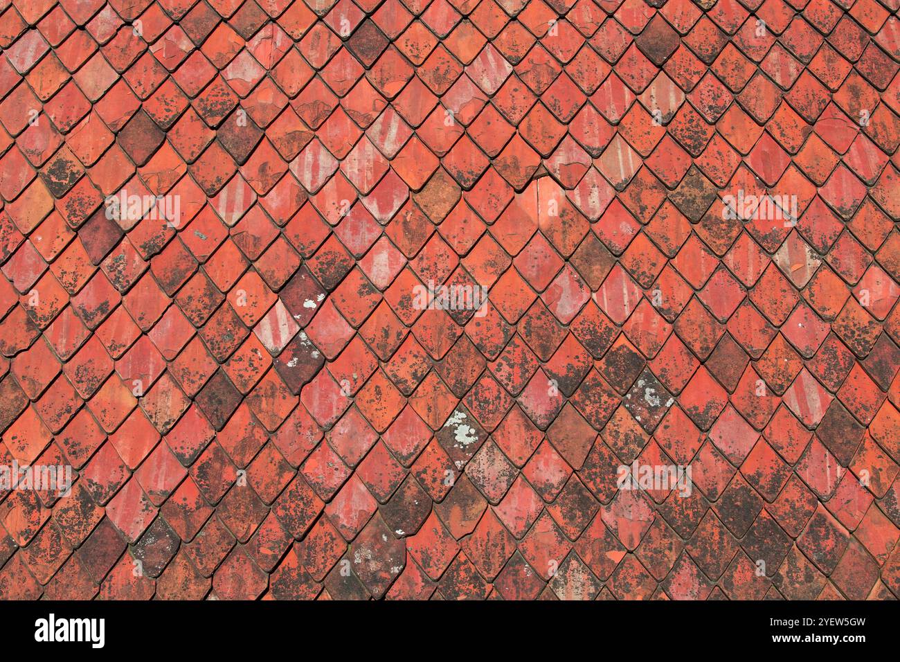 Red roofing tiles texture - An old roof background Stock Photo - Alamy