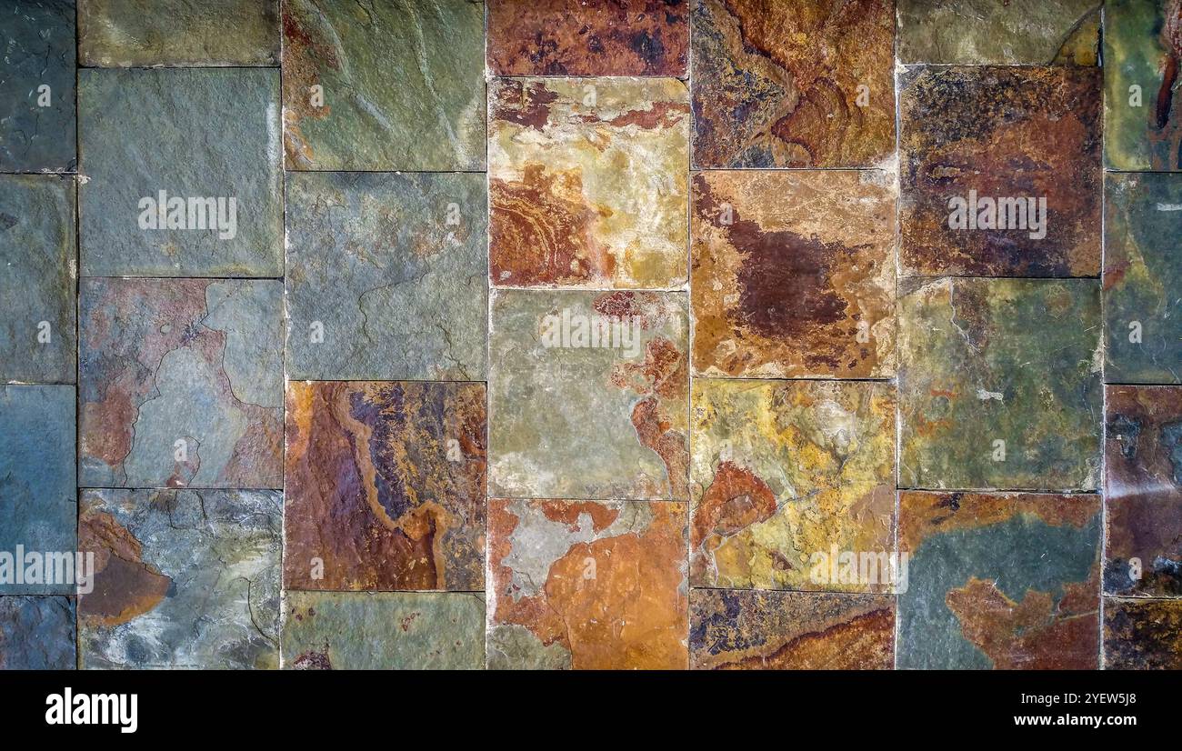 Old wall background made of rust-colored tiles in a dirty grungy ...