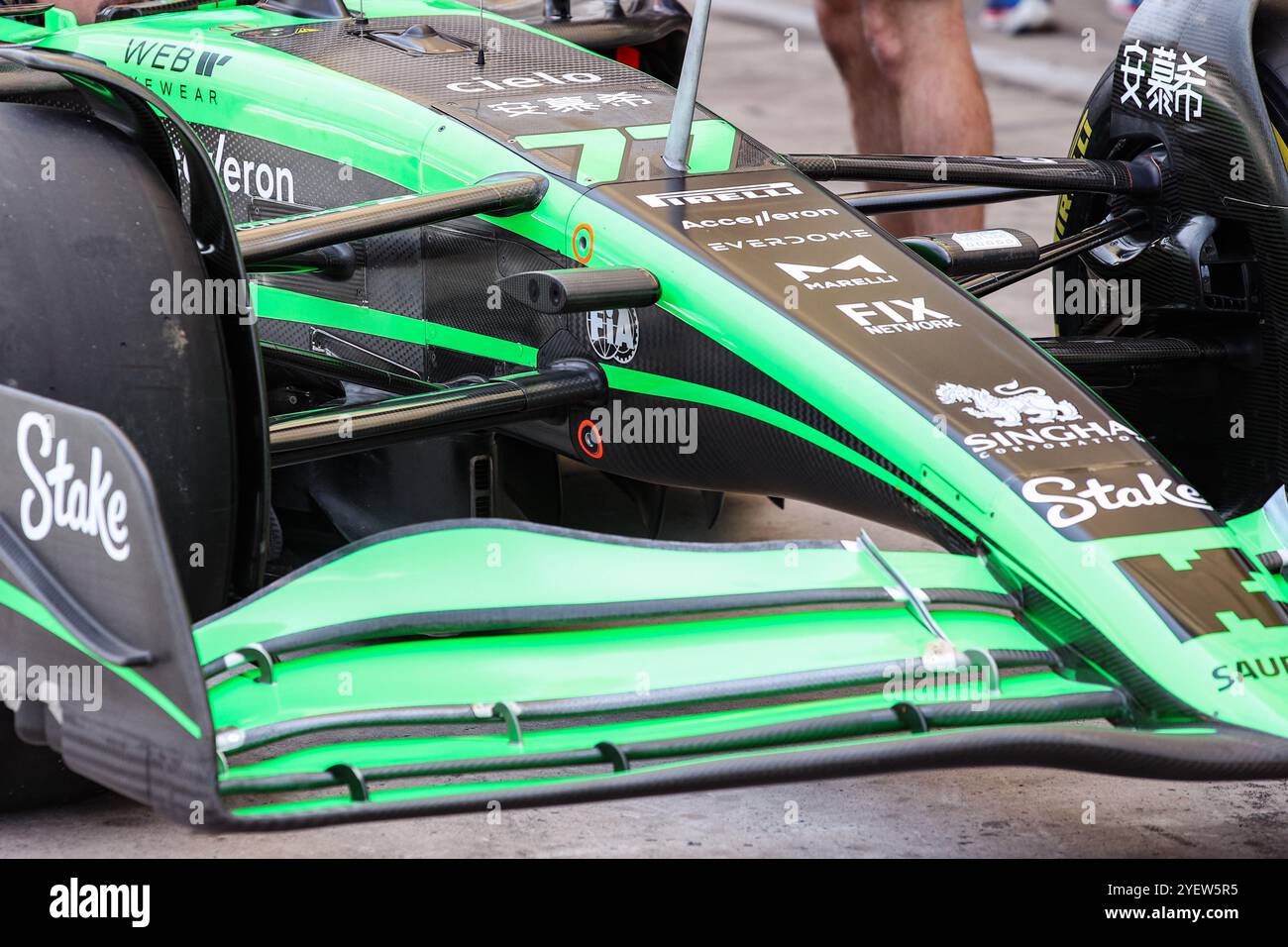 Stake F1 Team Kick Sauber C44, mechanical detail front wing aerodynamism, aerodynamic ...