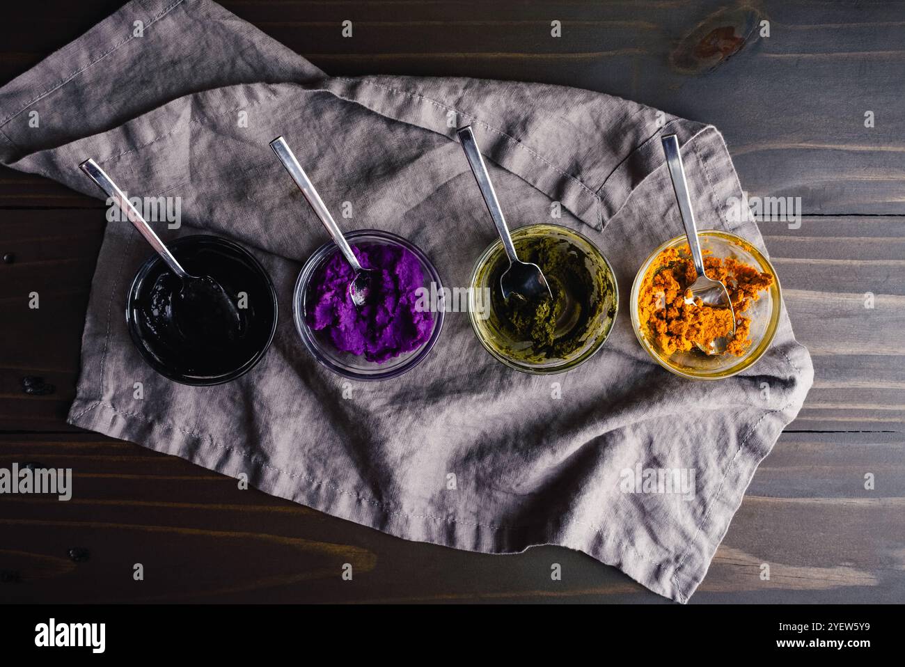 Naturally Made Black, Violet, Green, and Yellow Food Coloring Paste ...