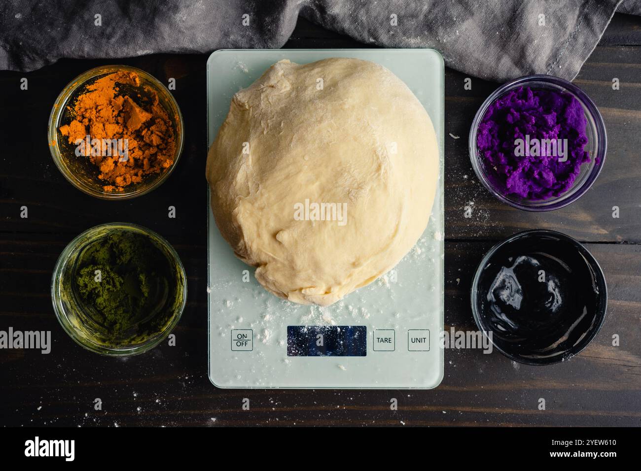 Bread Dough on a Kitchen Scale with Natural Food Colorings: Making ...