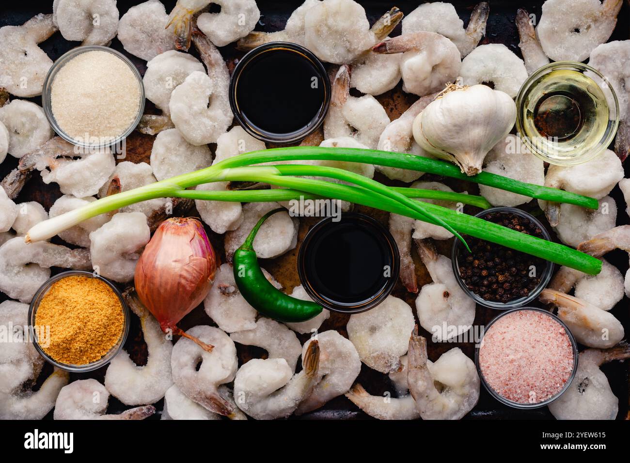 Tom Rim (Vietnamese Caramelized Shrimp) Ingredients Close-up: Frozen ...