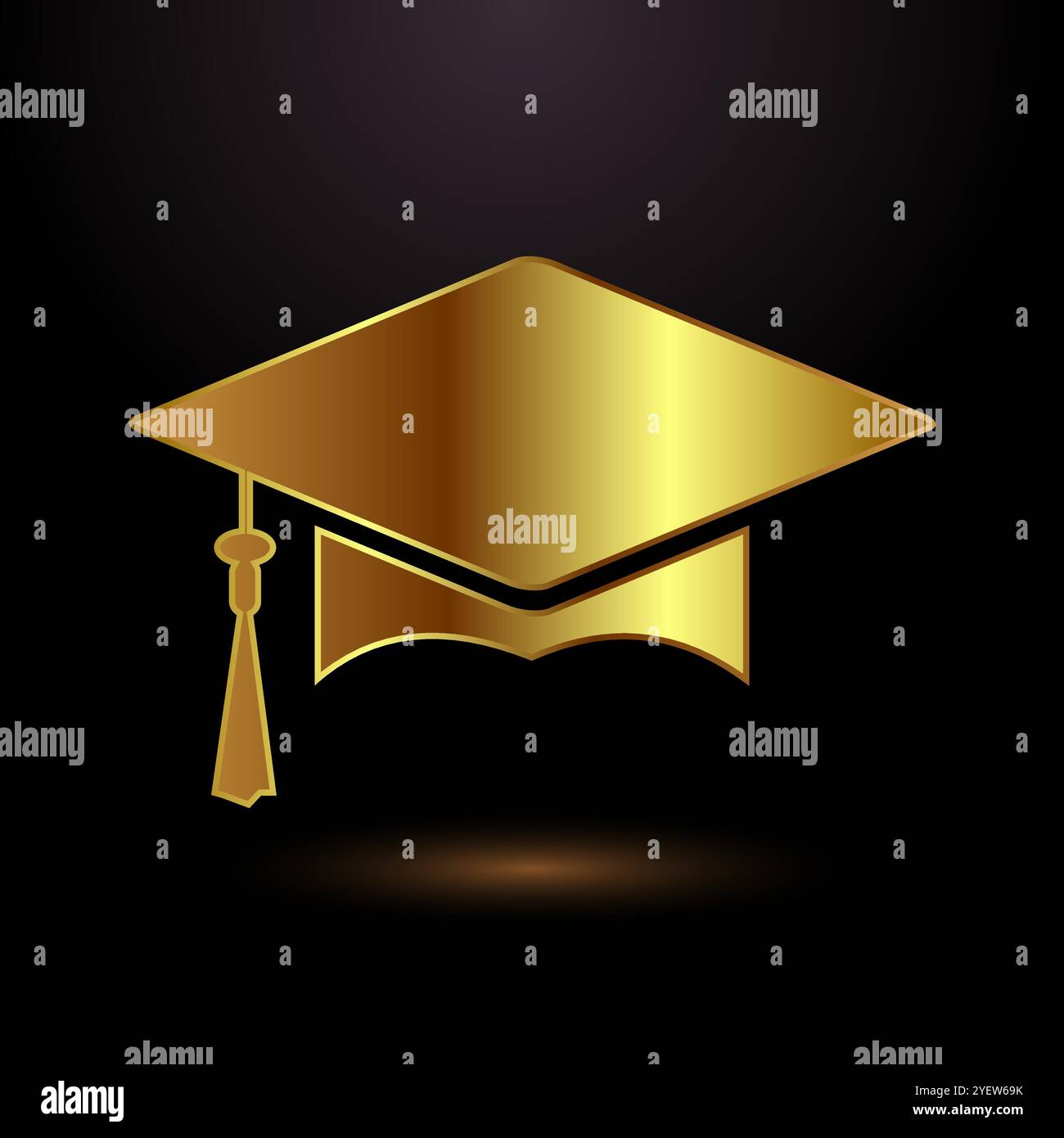 Gold color graduation hat icon design illustration, Academic cap logo ...