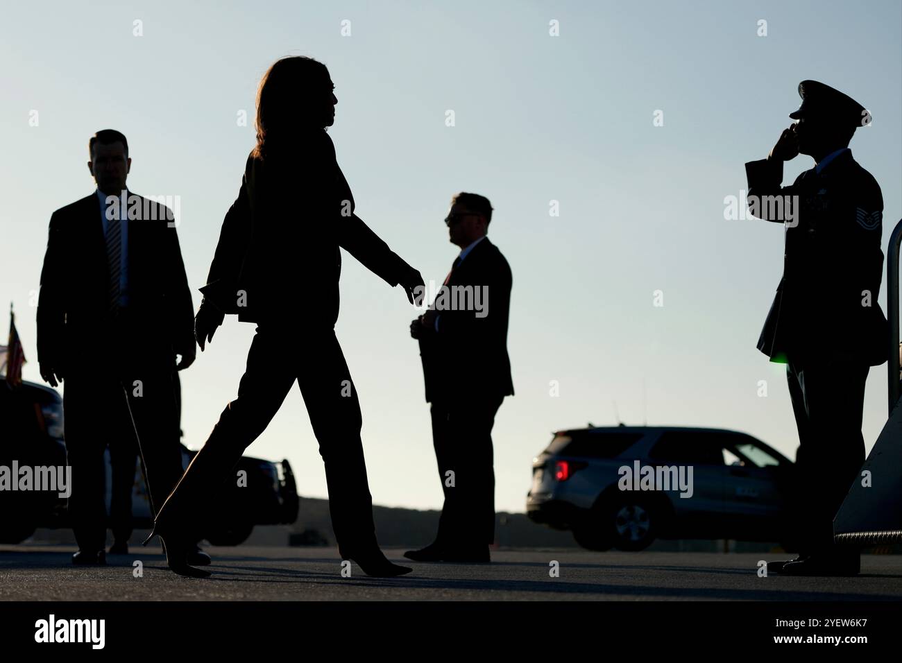 Democratic presidential nominee Vice President Kamala Harris gets ready ...