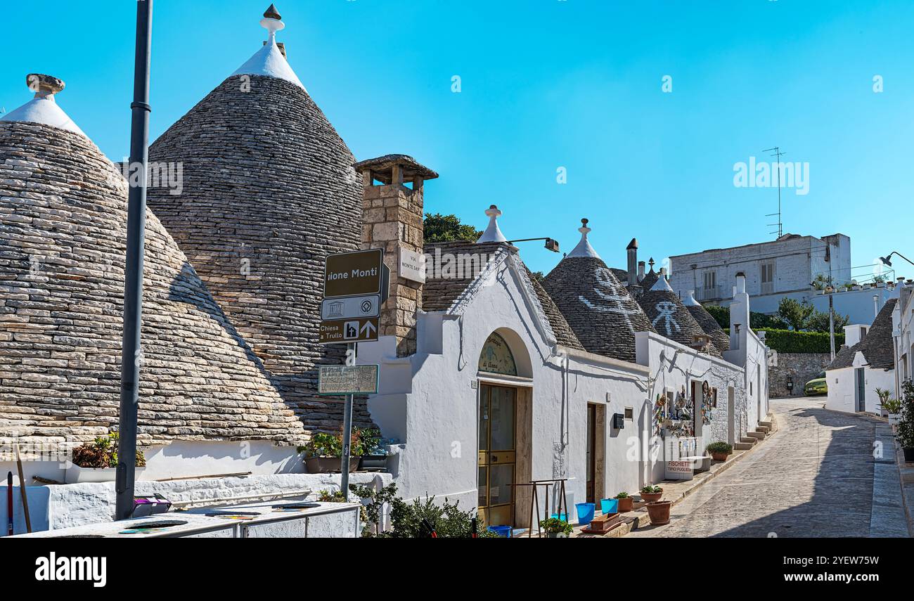 Alberobello, Italy - August 12, 2024: entry to the Trulli area of the ...