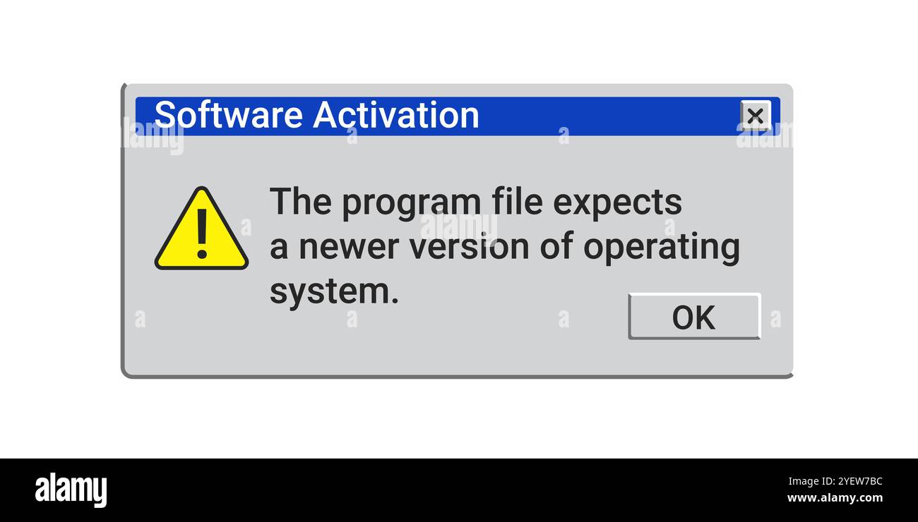 Software Activation Message Old Warning Notification In Retro Style 6078