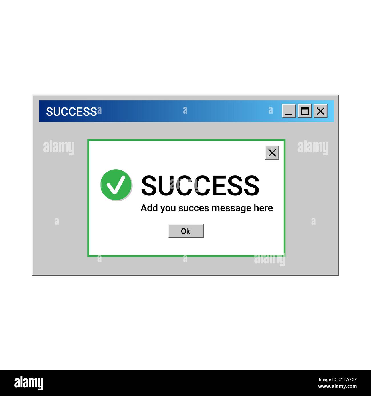 Green success notification. Old interface message Stock Vector Image ...