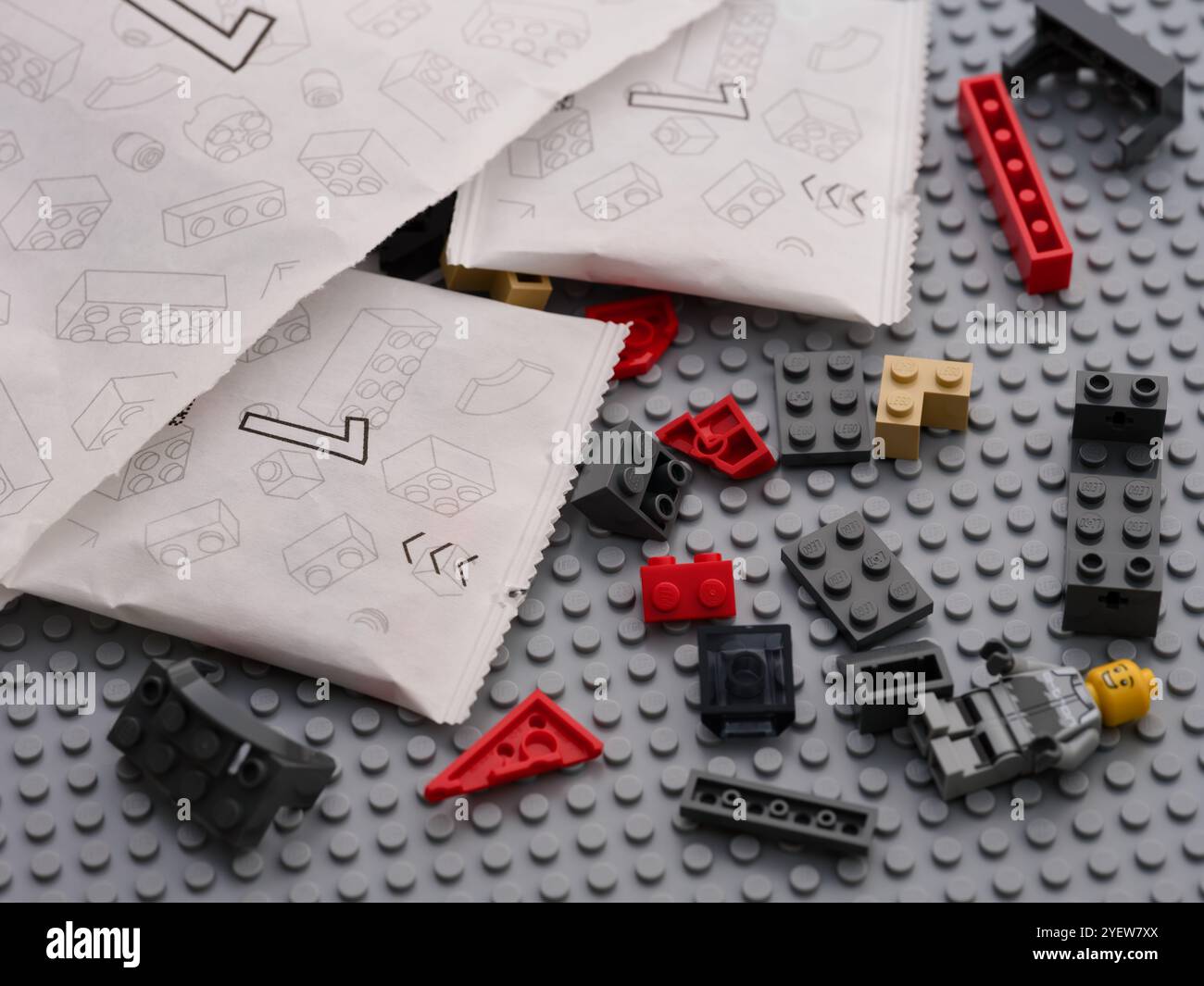 Tambov, Russian Federation - June 22, 2024 Lego bricks, minifigure and ...