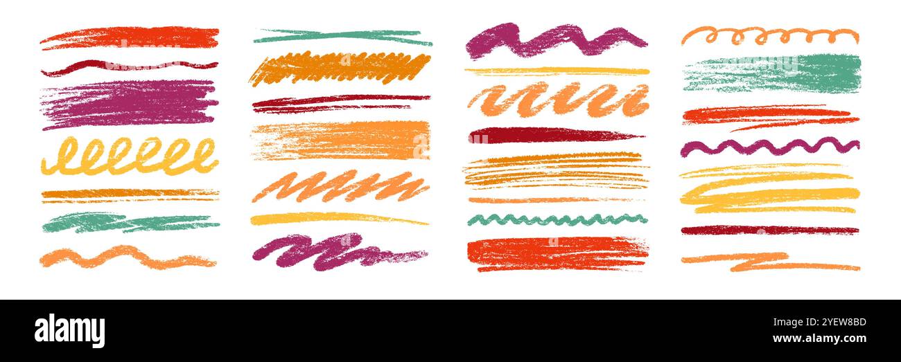 Crayon brush color pencil underline. Crayon pencil line chalk highlight ...
