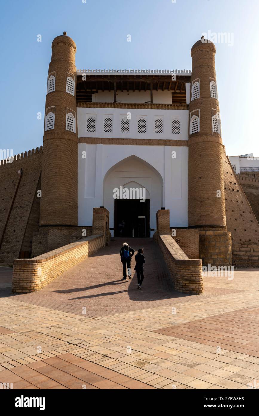 Entrance to the Ark fortress. The Ark of Bukhara is a massive fortress ...