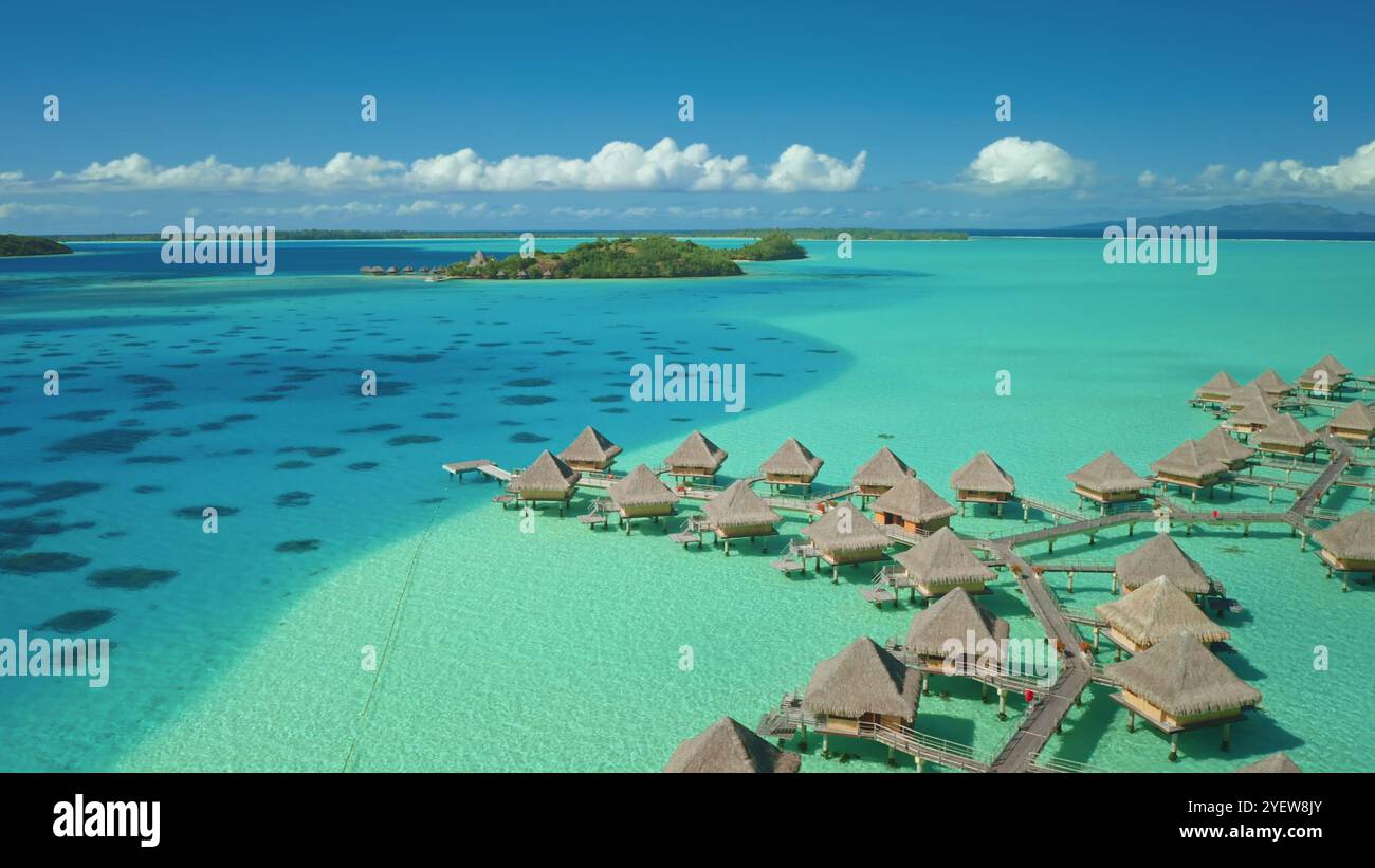 Aerial view overwater huts in hi-res stock photography and images - Alamy