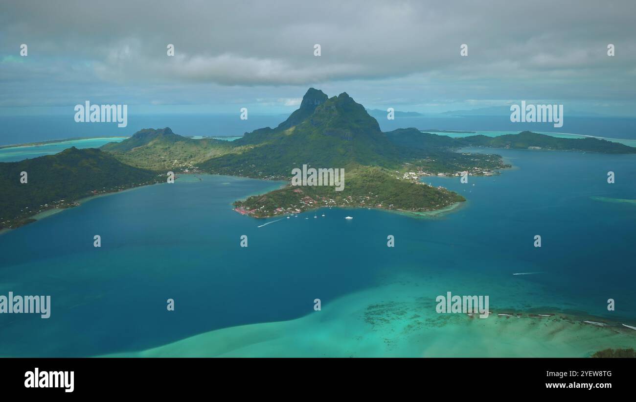 Stunning beauty of Bora Bora island helicopter. Tropical island ...