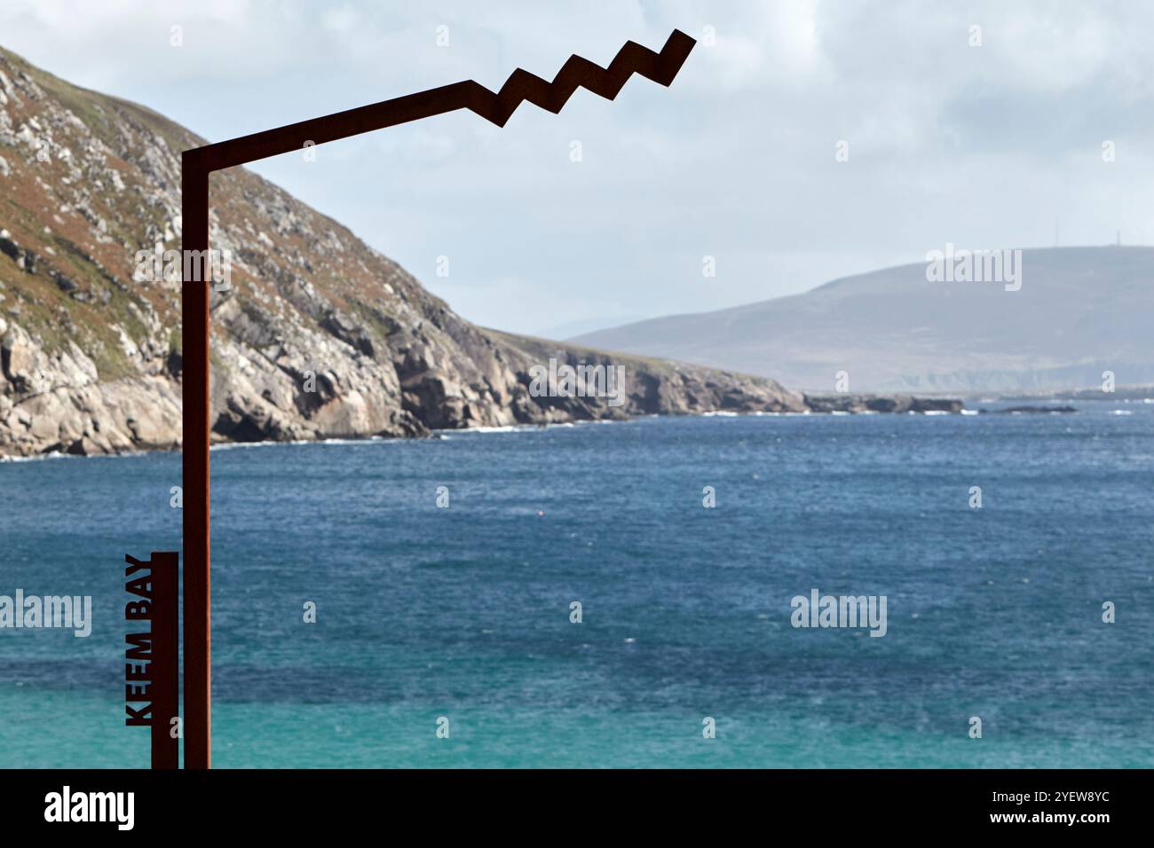 wild atlantic way discovery point sign at keem bay Achill island ...