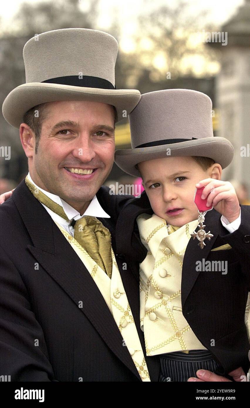 Footballer Steve Bull and his son Joe after collecting the MBE at ...