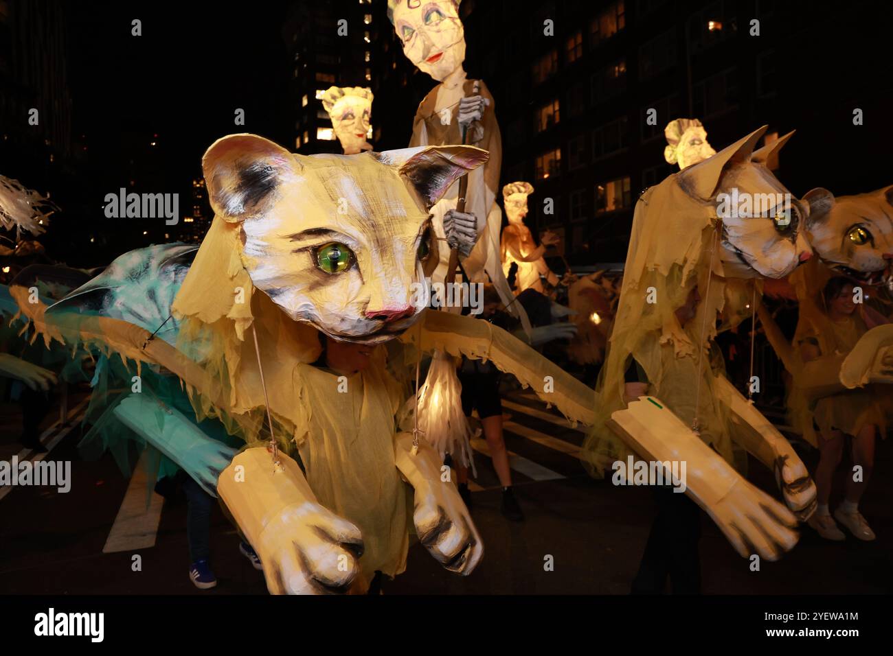 Performers dressed as cats entertain crowds during the New York’s 51st ...