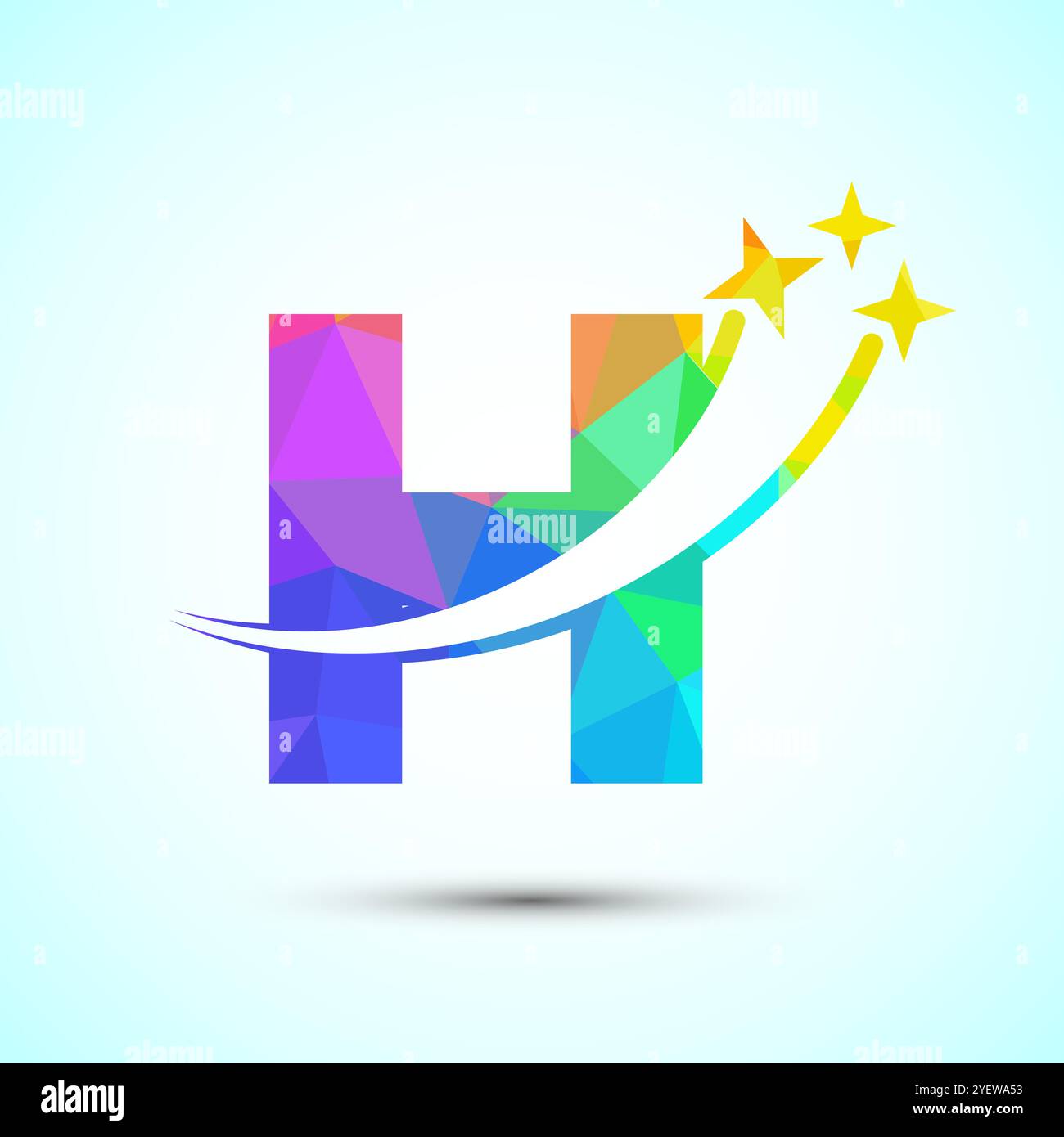 English alphabet with swoosh and star sign. Shooting star logo design ...