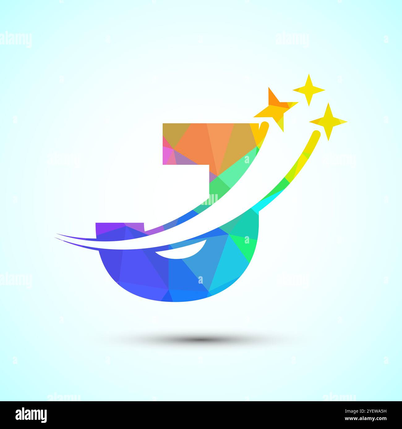 English alphabet with swoosh and star sign. Shooting star logo design ...