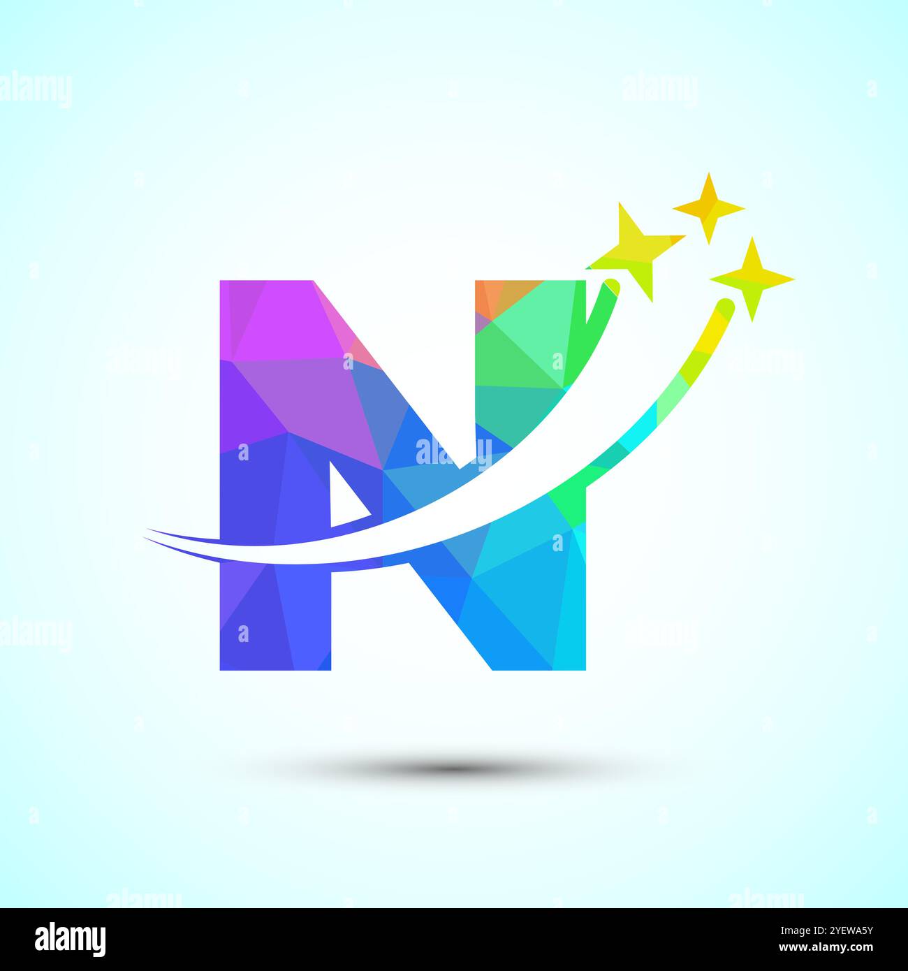 English alphabet with swoosh and star sign. Shooting star logo design ...