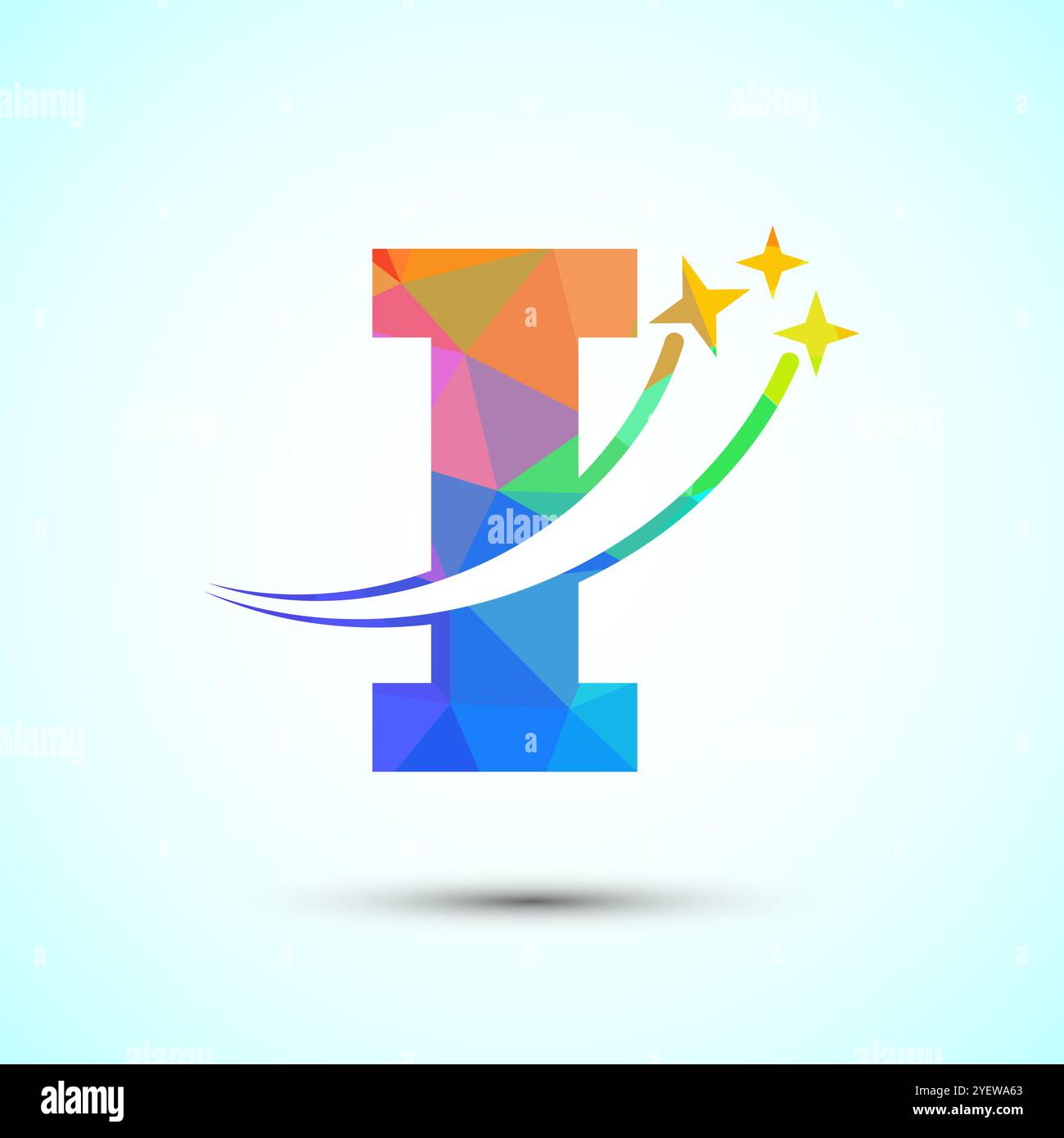English alphabet with swoosh and star sign. Shooting star logo design ...