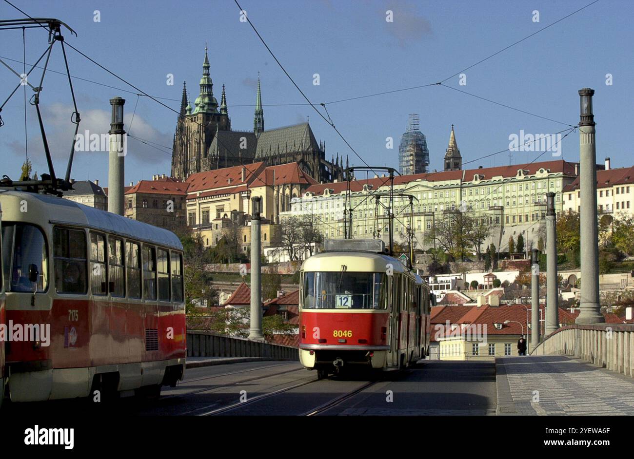 Trams public transport in the city of Prague in Czech Republic 2001 ...