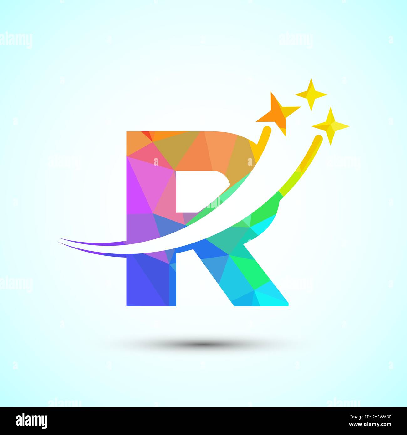 English alphabet with swoosh and star sign. Shooting star logo design ...