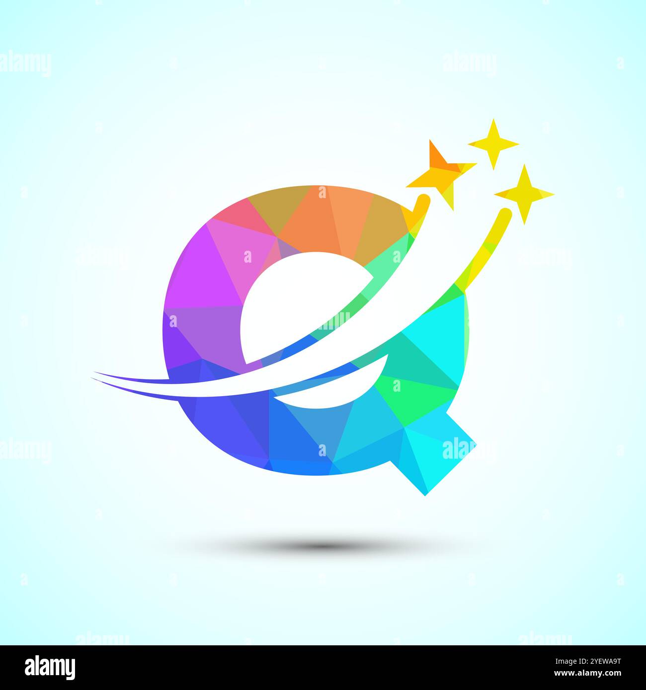 English alphabet with swoosh and star sign. Shooting star logo design ...