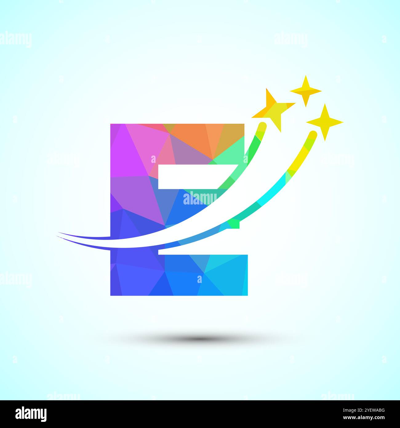 English alphabet with swoosh and star sign. Shooting star logo design ...