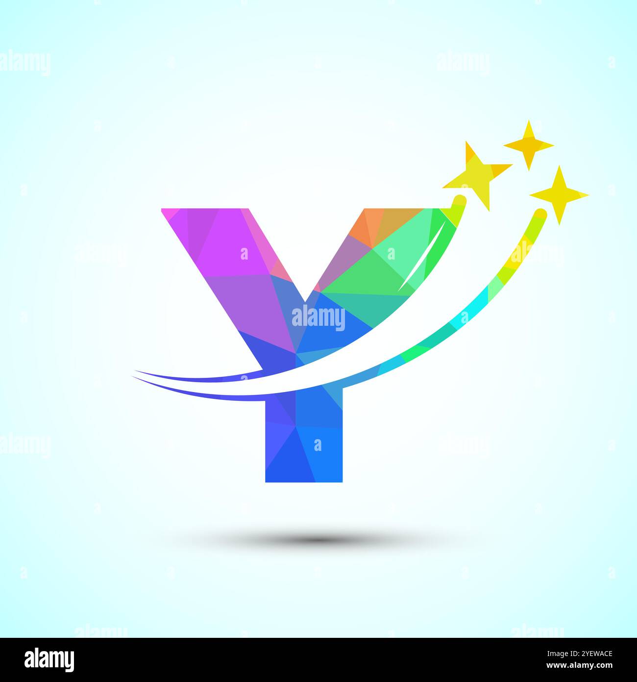English alphabet with swoosh and star sign. Shooting star logo design ...