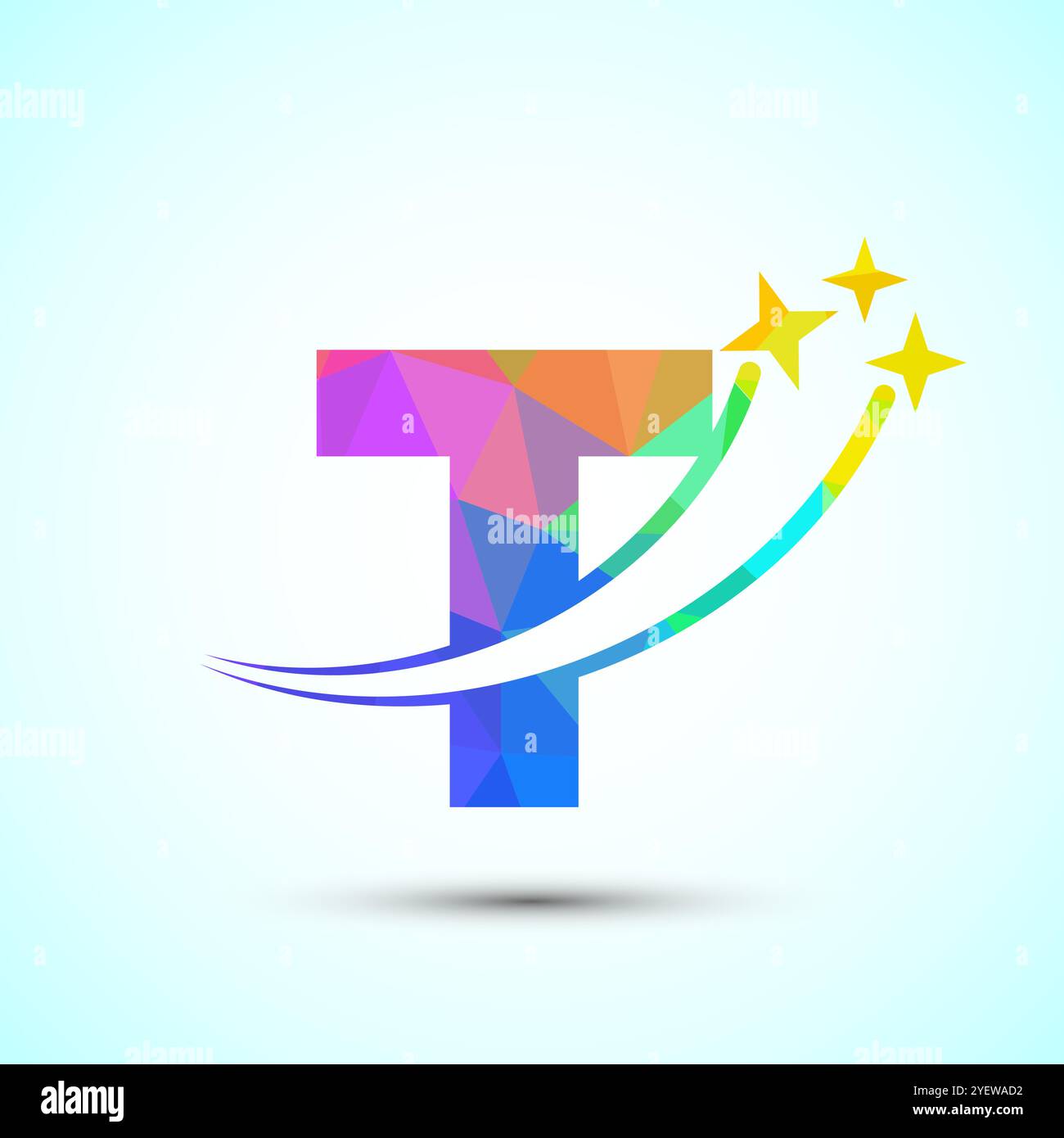 English alphabet with swoosh and star sign. Shooting star logo design ...