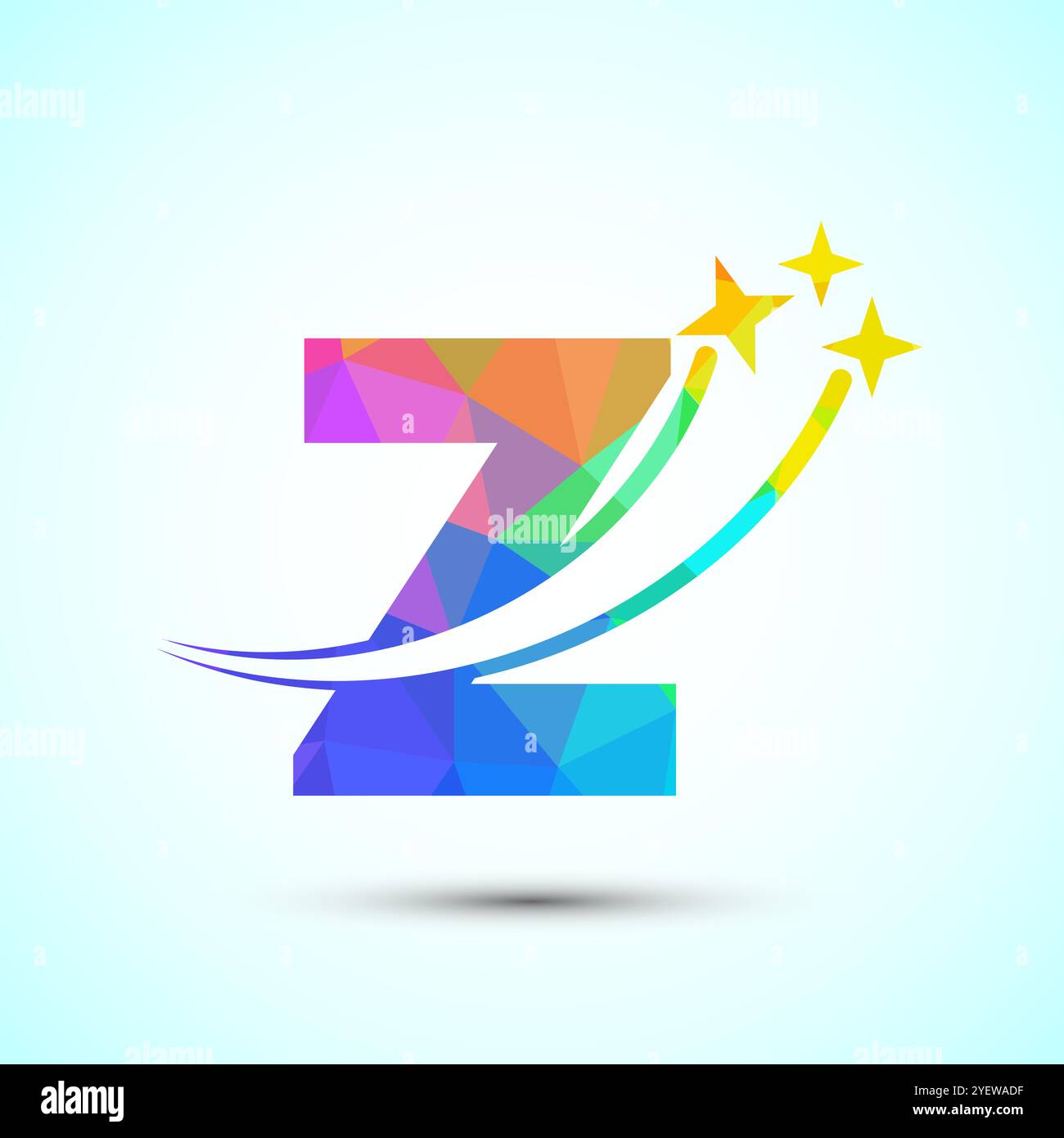 English alphabet with swoosh and star sign. Shooting star logo design ...