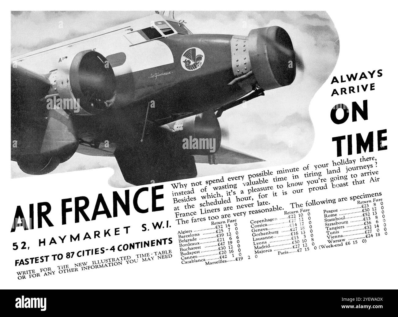 1935 British advertisement for the Air France airline, showing a German ...