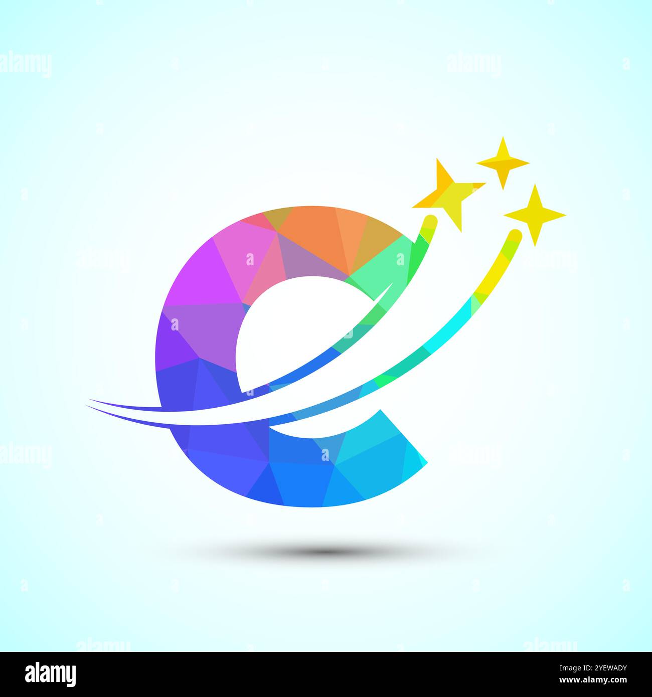 English alphabet with swoosh and star sign. Shooting star logo design ...
