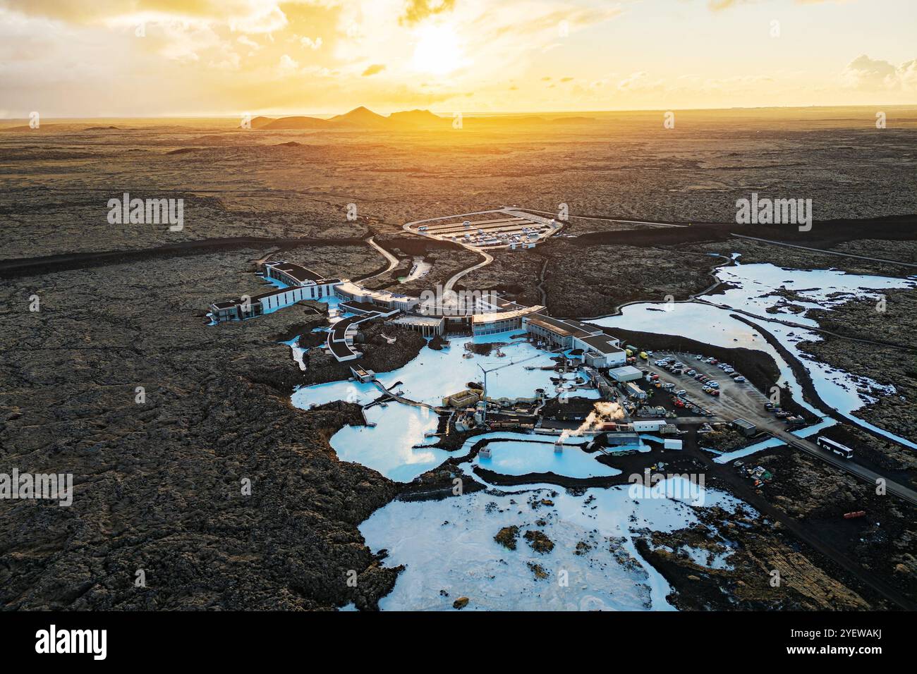 Bird's-eye view of the colorful nature of Iceland. Blue Lagoon is ...