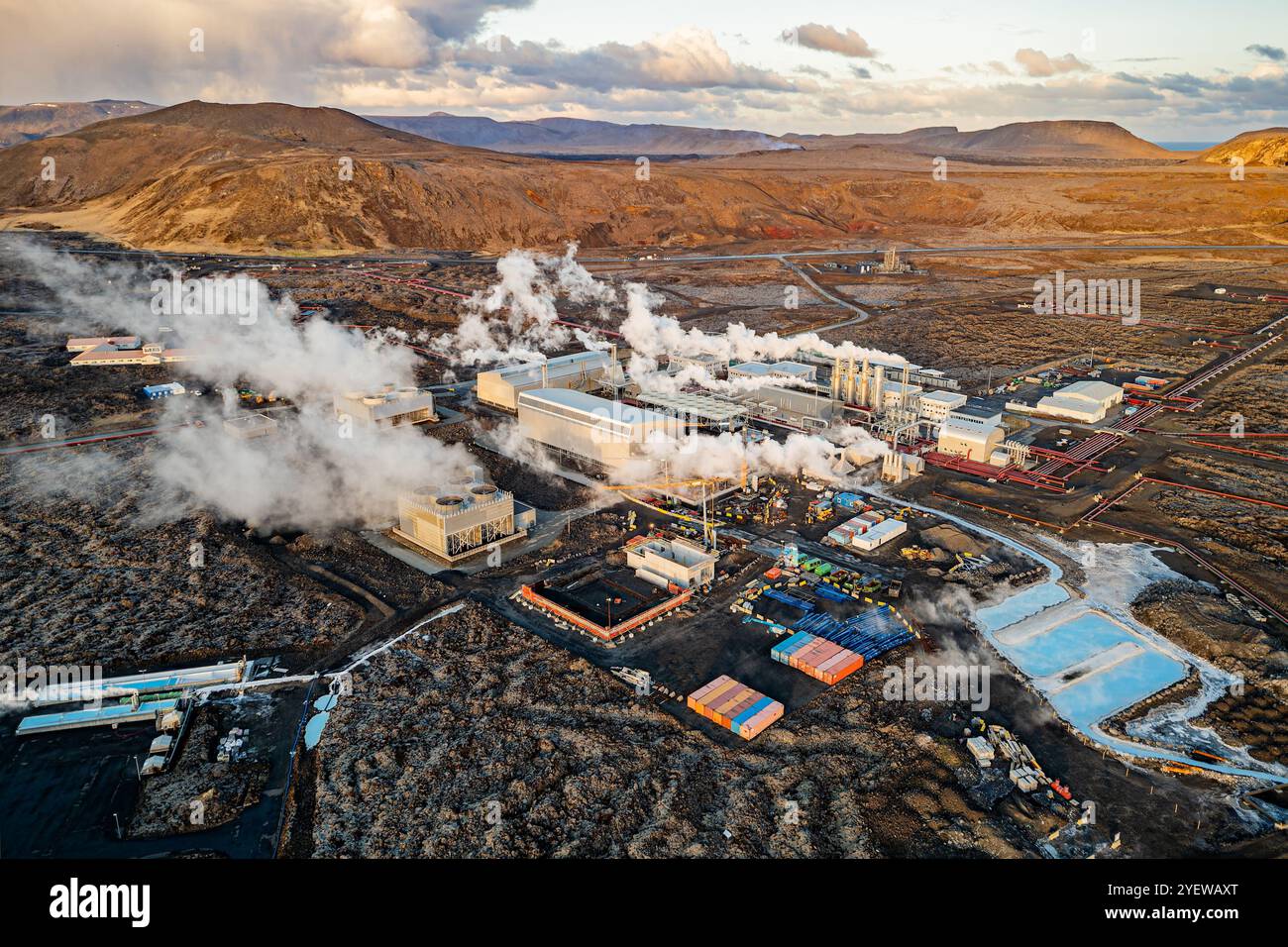 The geothermal power station of Svartsengi on the Reykjanes Peninsula ...