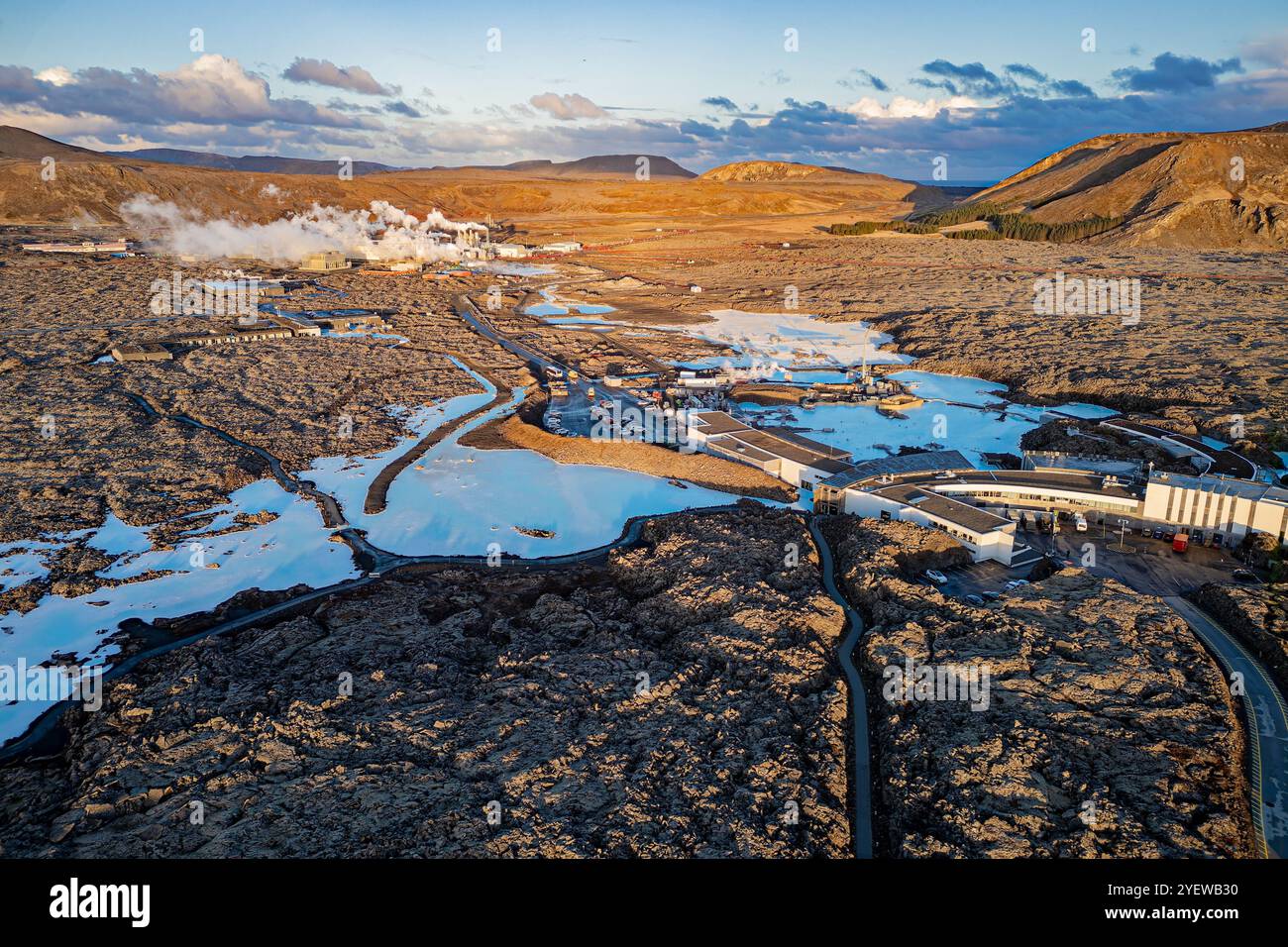 Bird's-eye view of the colorful nature of Iceland. Blue Lagoon is ...