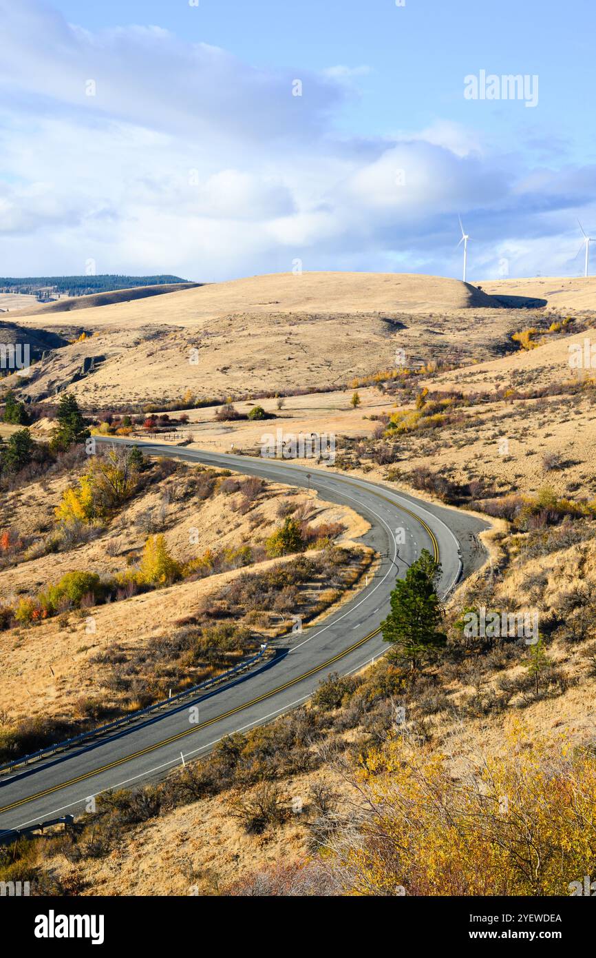Washington State Route 10 the Sunset Highway winds through arid fall ...