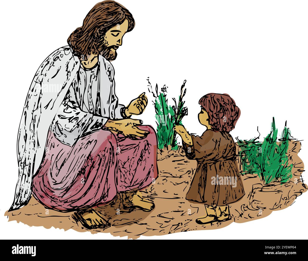 Jesus Christ seated with small child, Jesus loves the little children ...