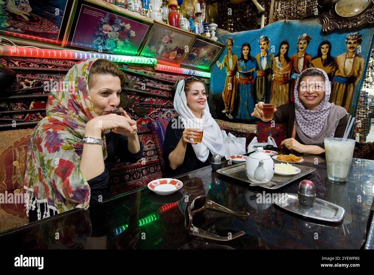 Iran. Isfahan. Traditional Tea House. Women Stock Photo - Alamy