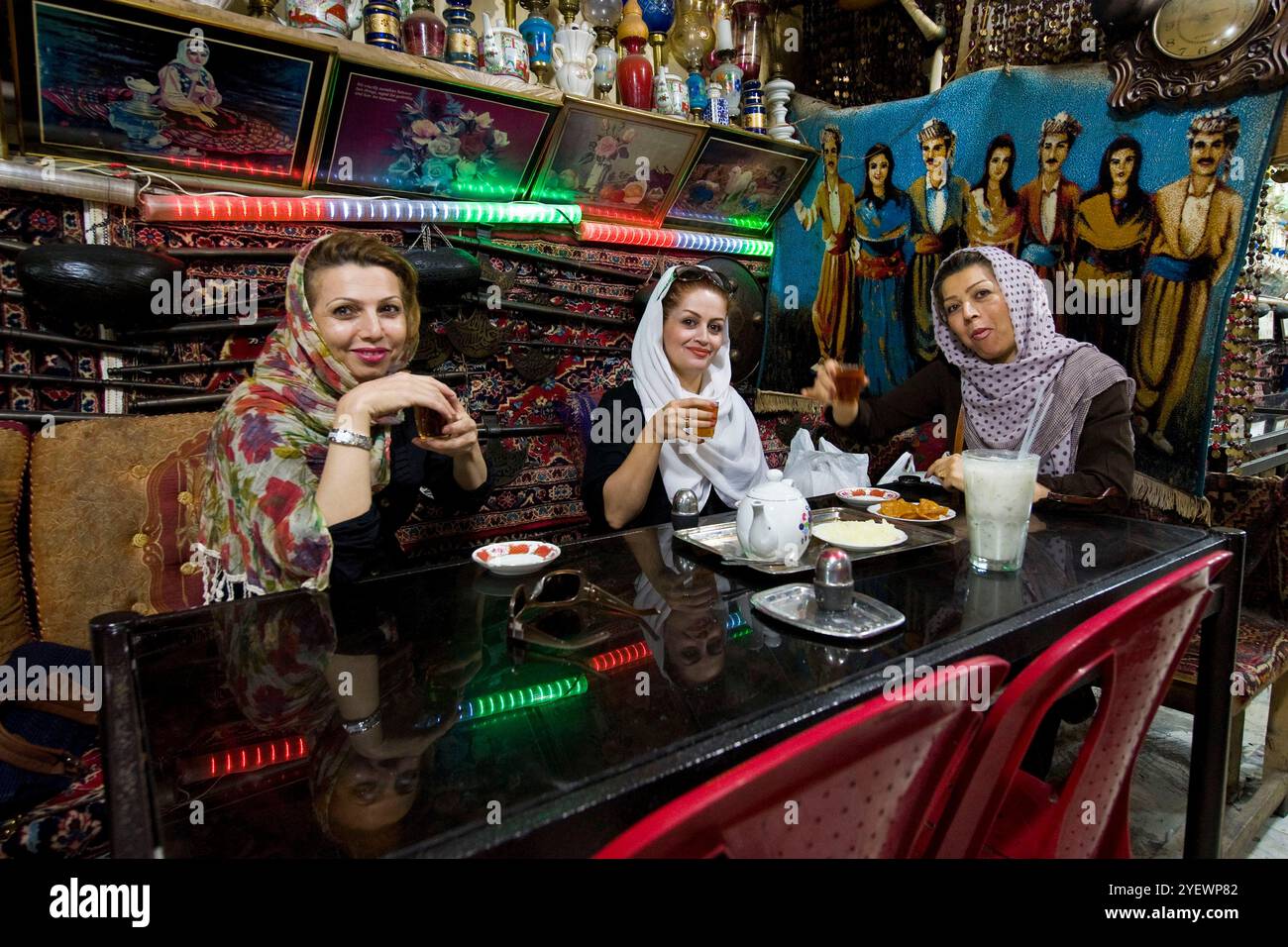Iran. Isfahan. Traditional Tea House. Women Stock Photo - Alamy