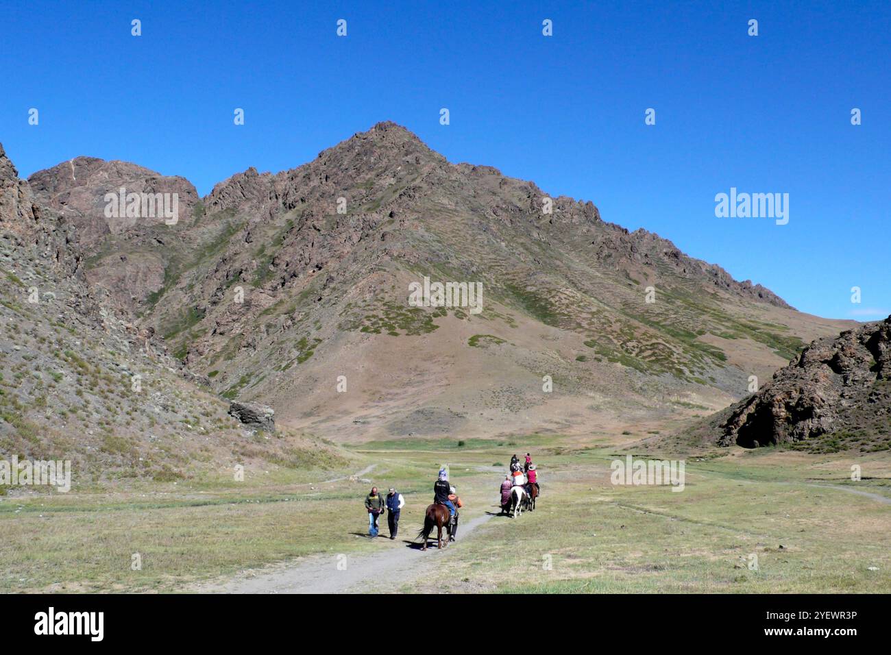 Horse Trekking. Yol Valley. Gobi Desert. Mongolia Stock Photo - Alamy