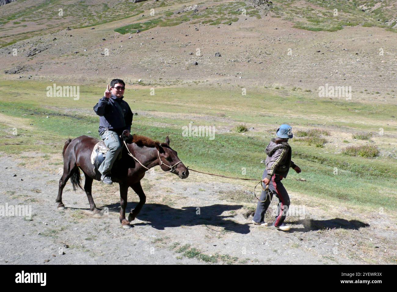Horse Trekking. Yol Valley. Gobi Desert. Mongolia Stock Photo - Alamy