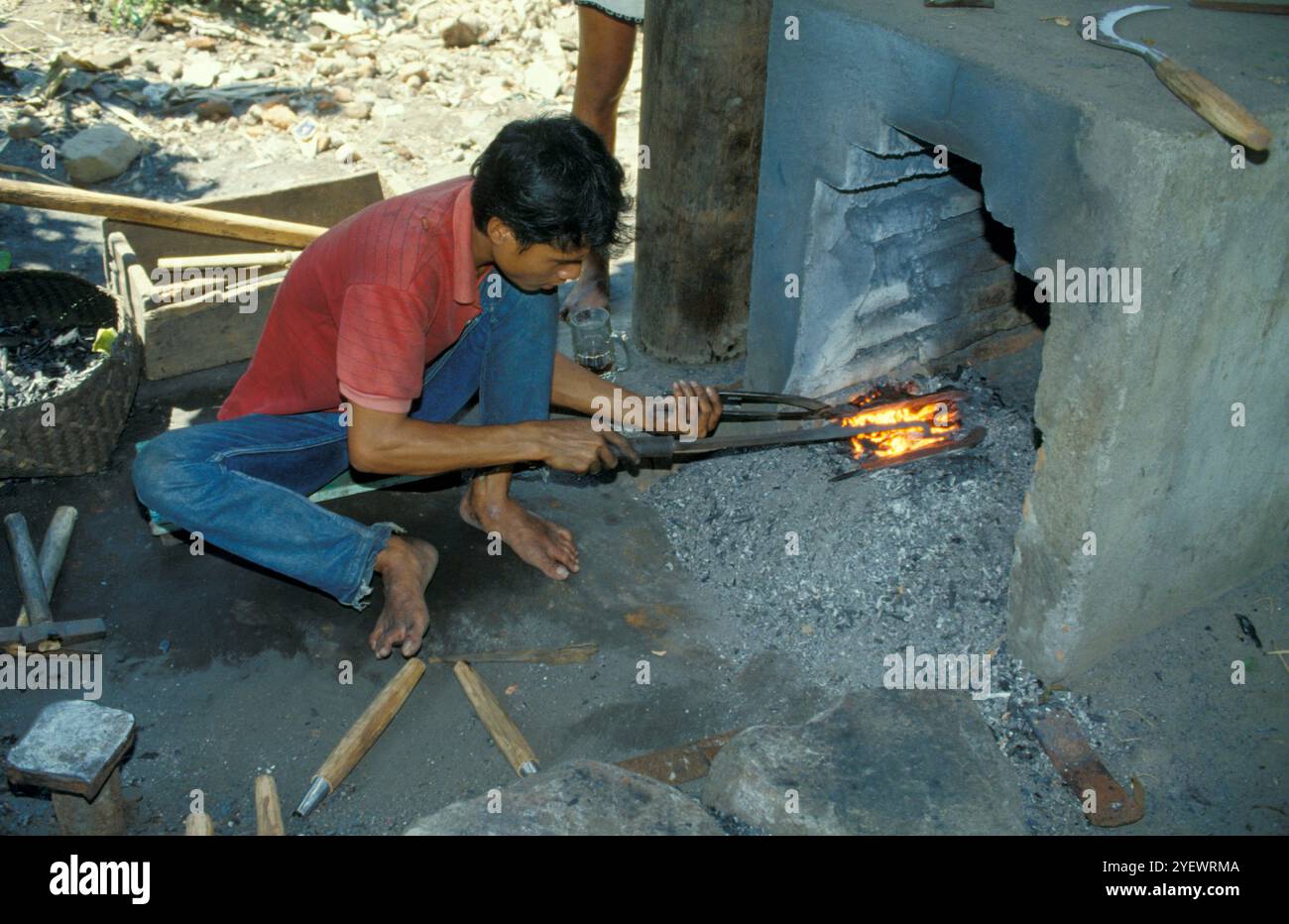 Bali. Indonesia. Fire. Man Stock Photo - Alamy