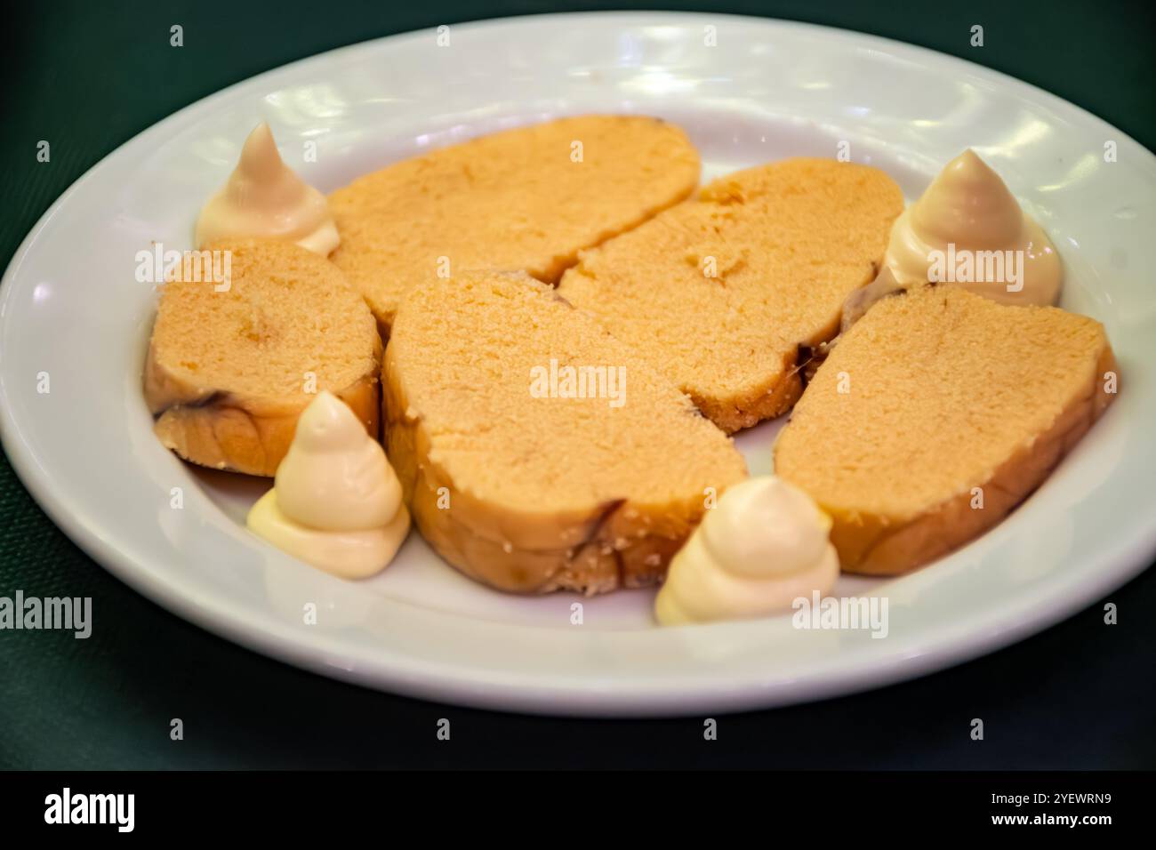 Traditional andalusian dish fish eggs seafood served with mayonnaise ...