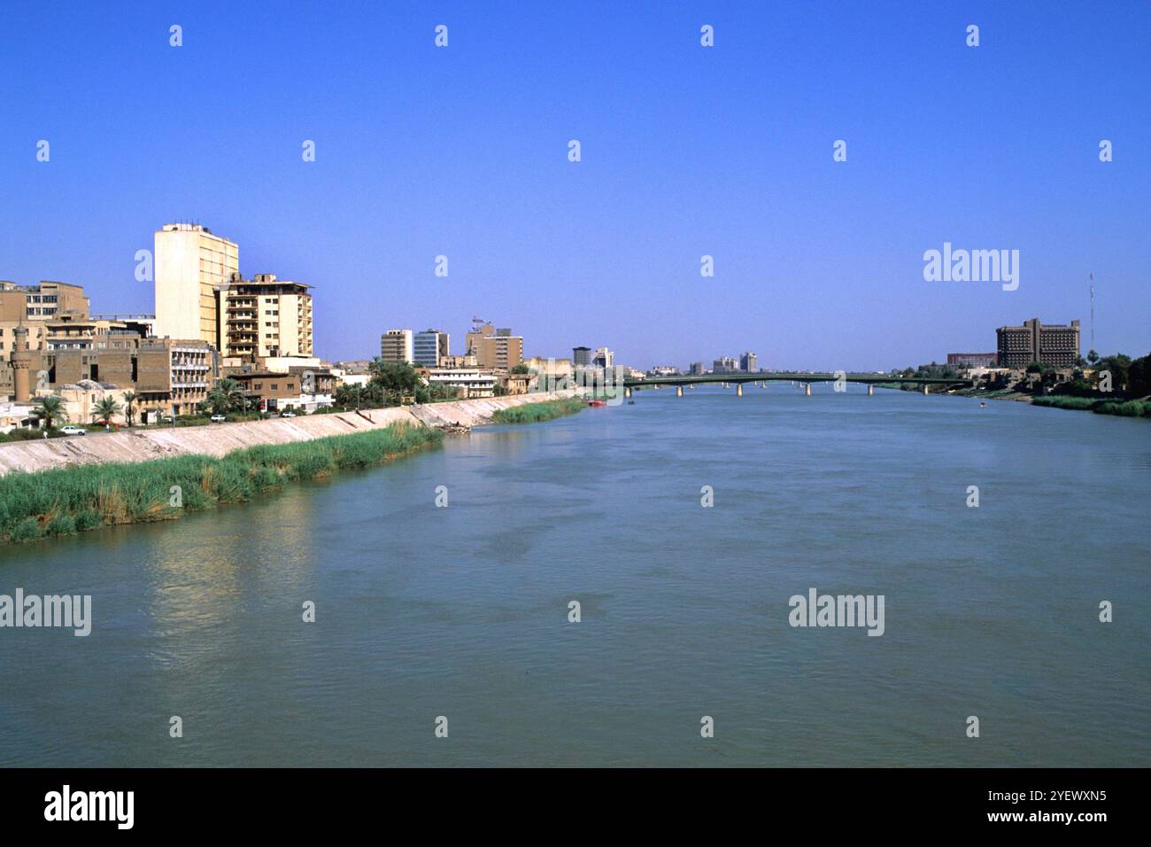 Iraq. View Of The Tigri River From The Palestinian Hotel. Baghdad Stock ...