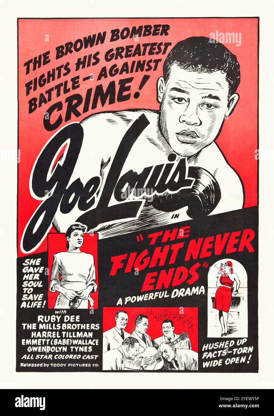 Vintage movie poster for the 1949 film The Fight Never Ends feat. Joe Louis - Toddy Pictures Co ...