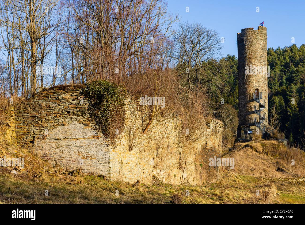 Lower and Upper Castles ruins, Podhradi near As, Western Bohemia, Czech ...