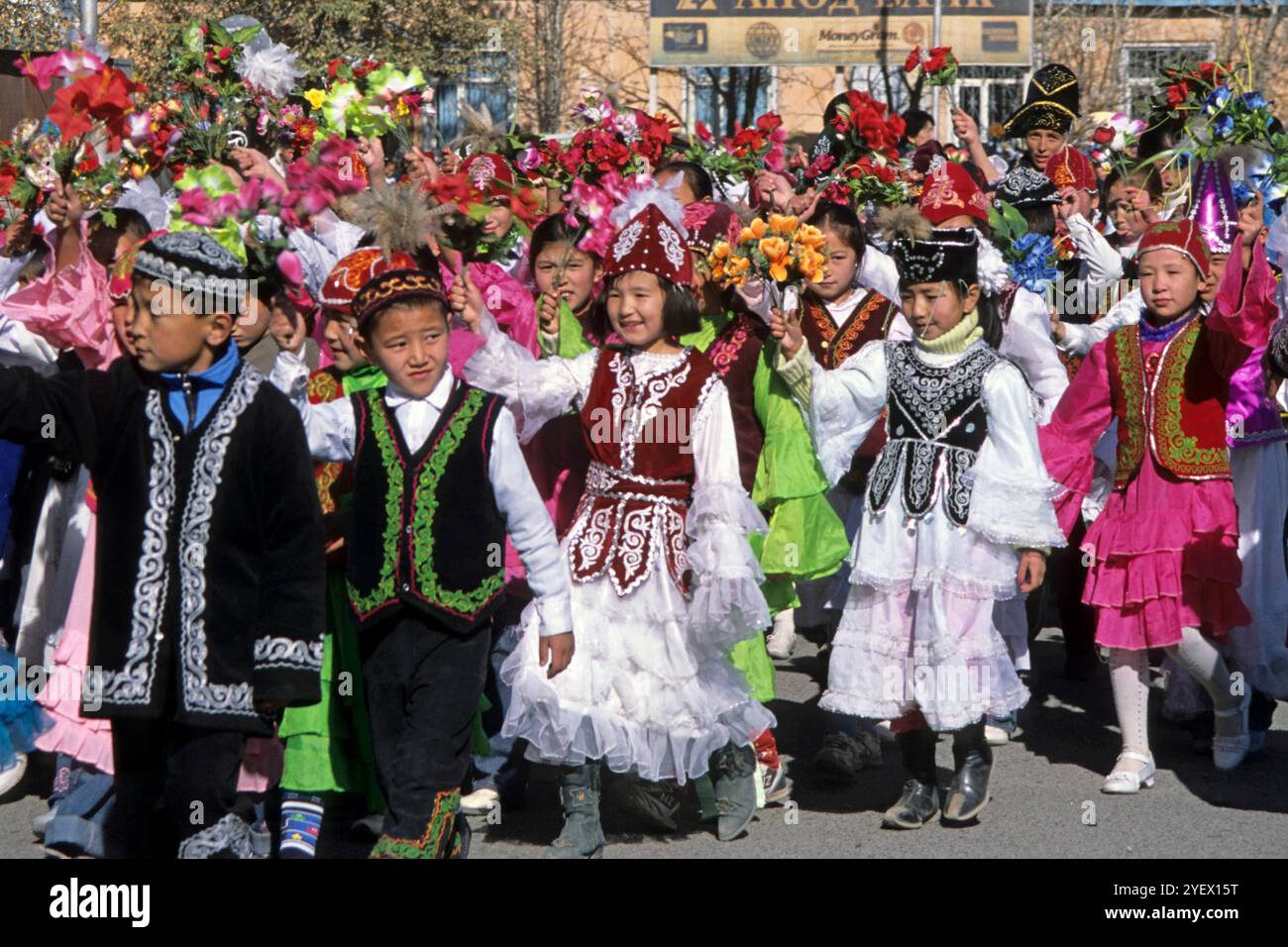 Asia, Mongolia, Altai, Kids In Traditional Costume Stock Photo - Alamy