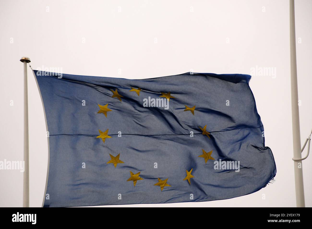 Copenhagen/ DenmarK/01 November 2024/Danish flag dannebrog and eu flag ...
