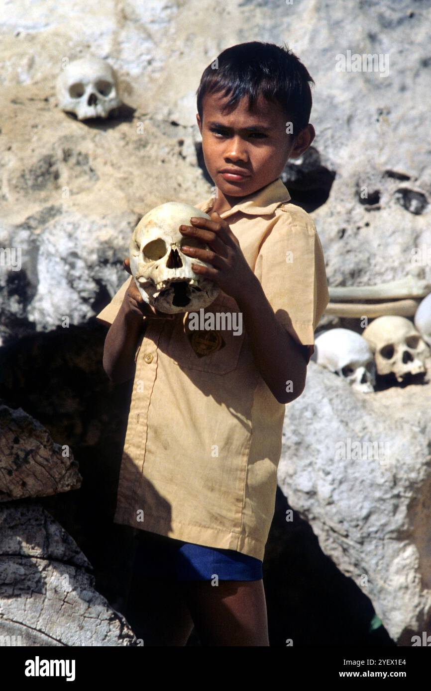 A Little Boy Shows A Skull Stock Photo - Alamy