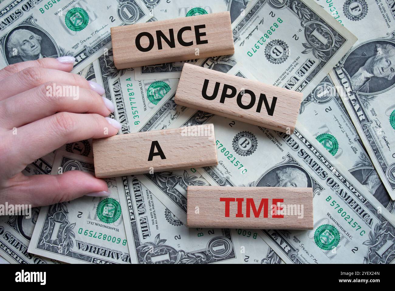 Once upon a time symbol. Concept words. Once upon a time on wooden ...